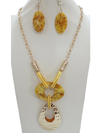 MARBLED METAL CHAIN TEAR DROP NECKLACE SET – The Bling Castle