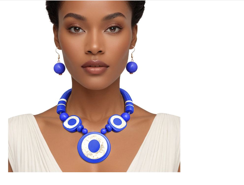 REGAL ALLURE: ROYAL BLUE TRIBAL HORN SET – The Bling Castle