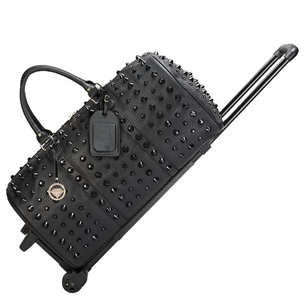 Luggage - Stud N' Chic Weekender on Wheels Black – The Bling Castle