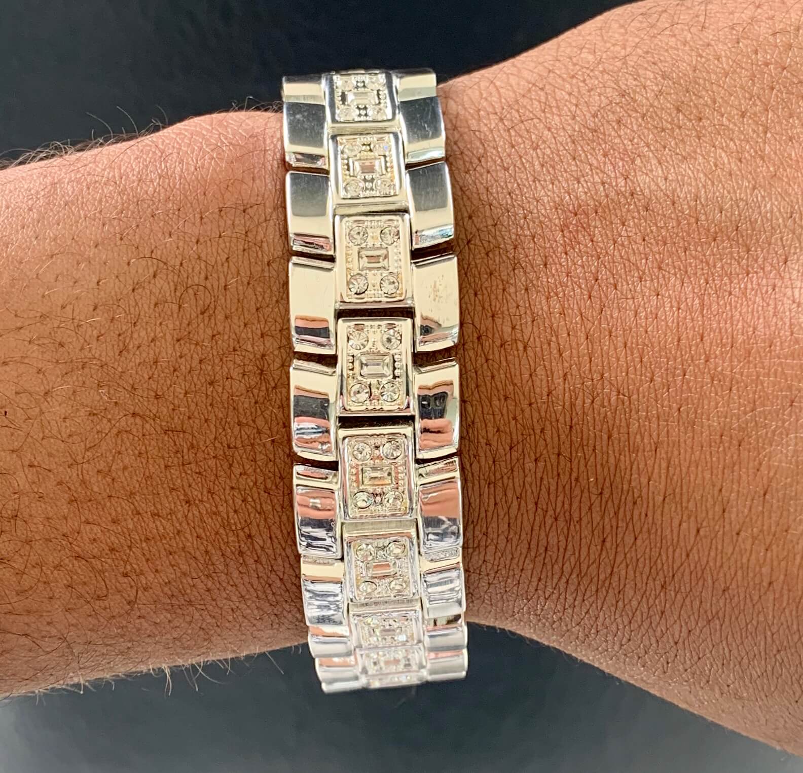 MEN RHINESTONE DECOR CHAIN BRACELET – The Bling Castle