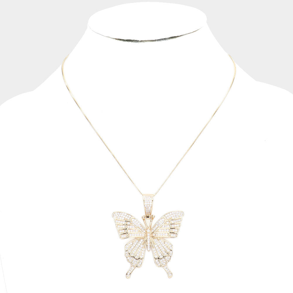 Necklace - Flutter - Gold Bling Butterfly – The Bling Castle